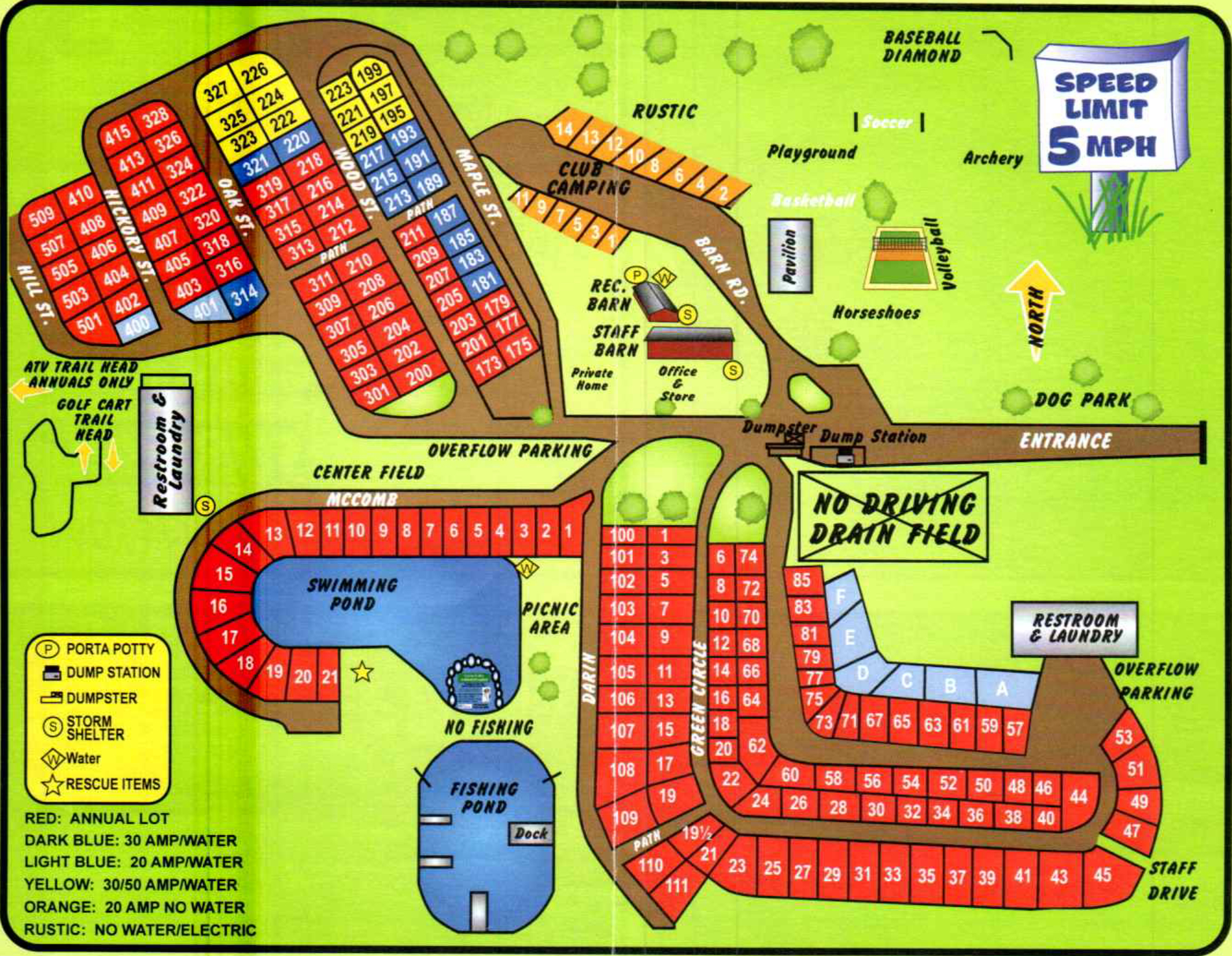 The Oaks Campground Map and Rules for Campers